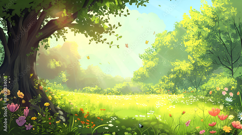 ภาพประกอบสต็อก 2d animated tree slowly moving with wind blowing tree ...