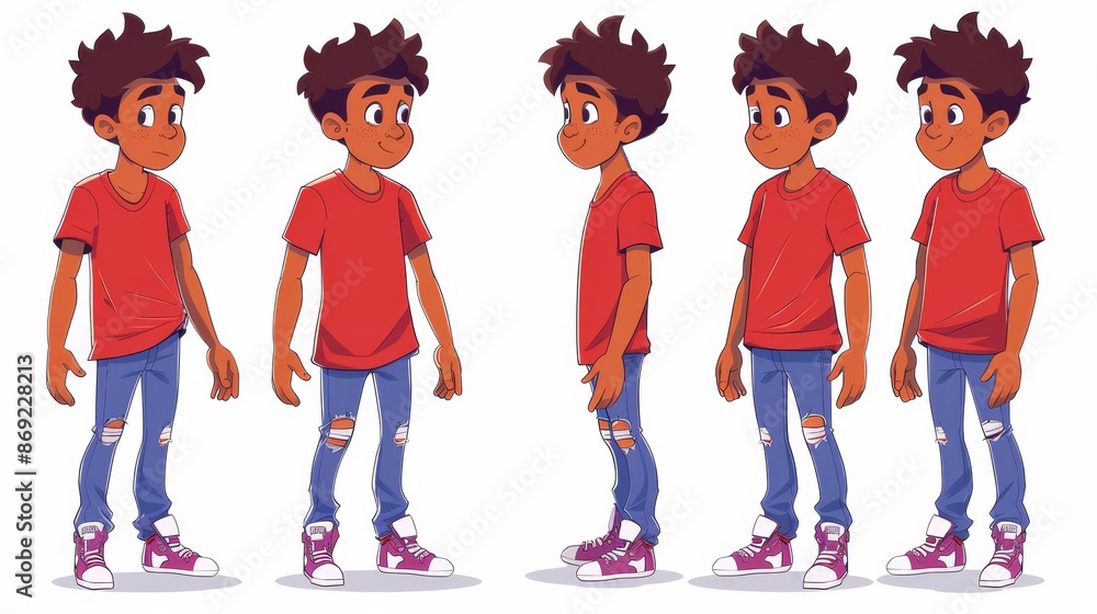 African man character generator with front, side, and back views and ...
