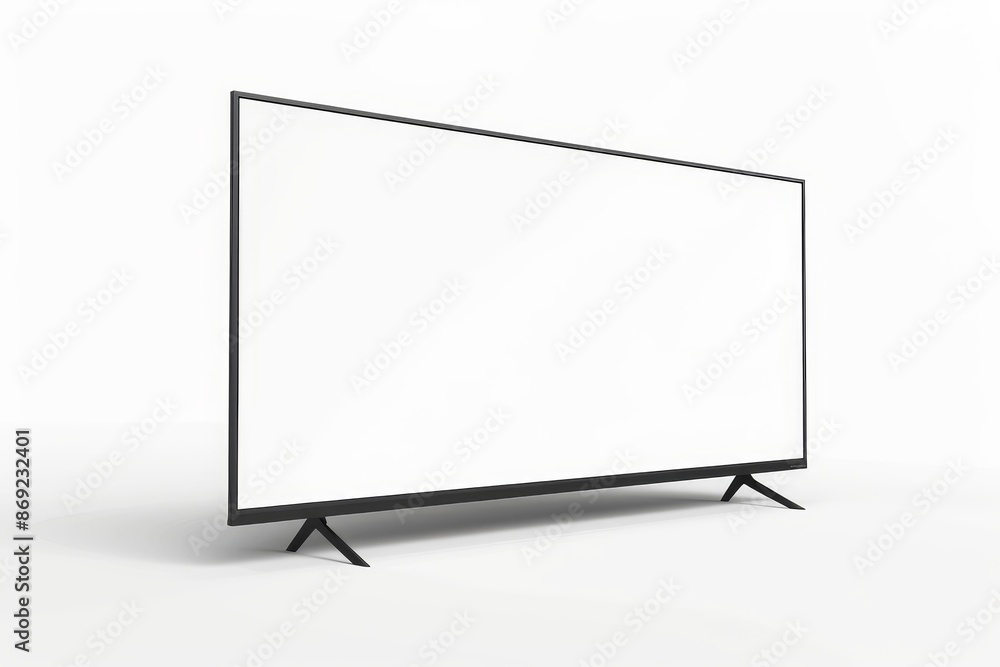 Realistic 4K flat screen LCD or OLED TV, White blank HD monitor mockup ...