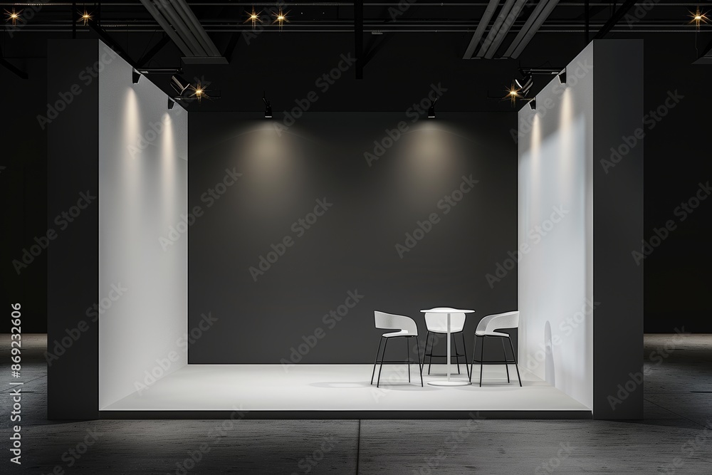 Mockup and corporate identity design. Display design and empty booth ...