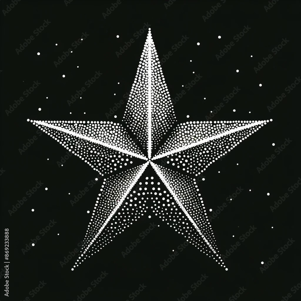 Single Pointillism Star - A striking pointillism artwork showcasing a ...