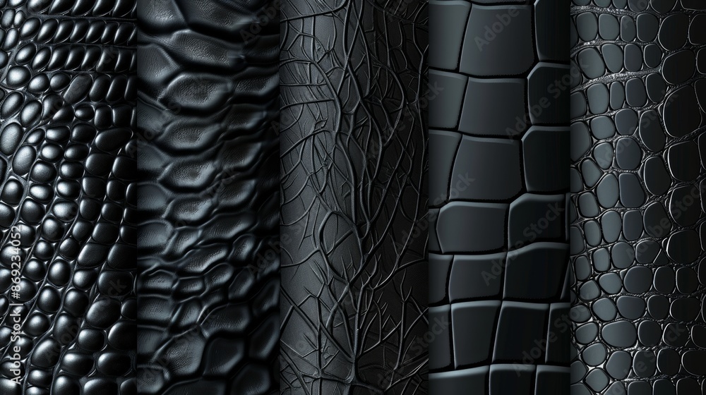 Game, textile or wallpaper seamless textures of black animal skins ...