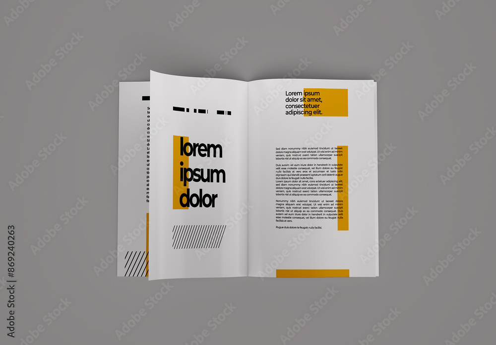 Open Magazine Frontal View Mockup Stock Template | Adobe Stock