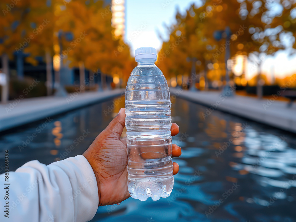 Celebrating Earth Day Person Using a Refillable Water Bottle at a ...