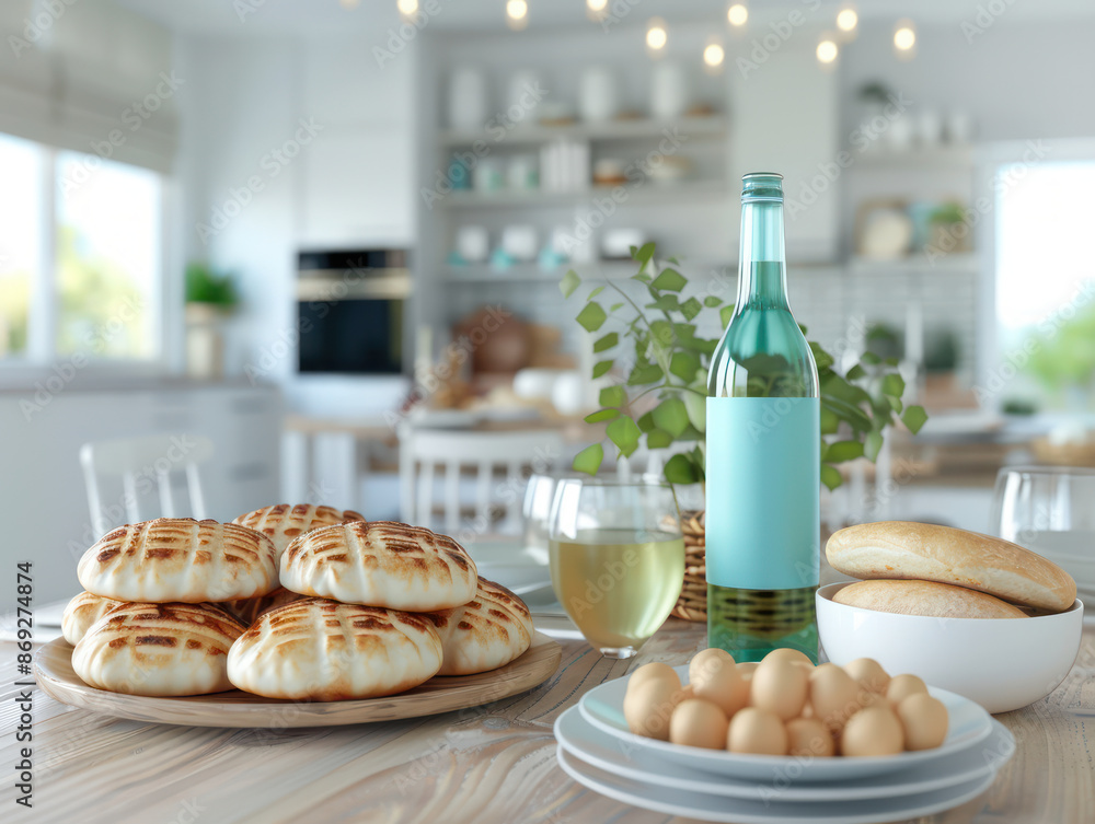 Passover Festive Setup Table with Passover Symbols and Decorations ...
