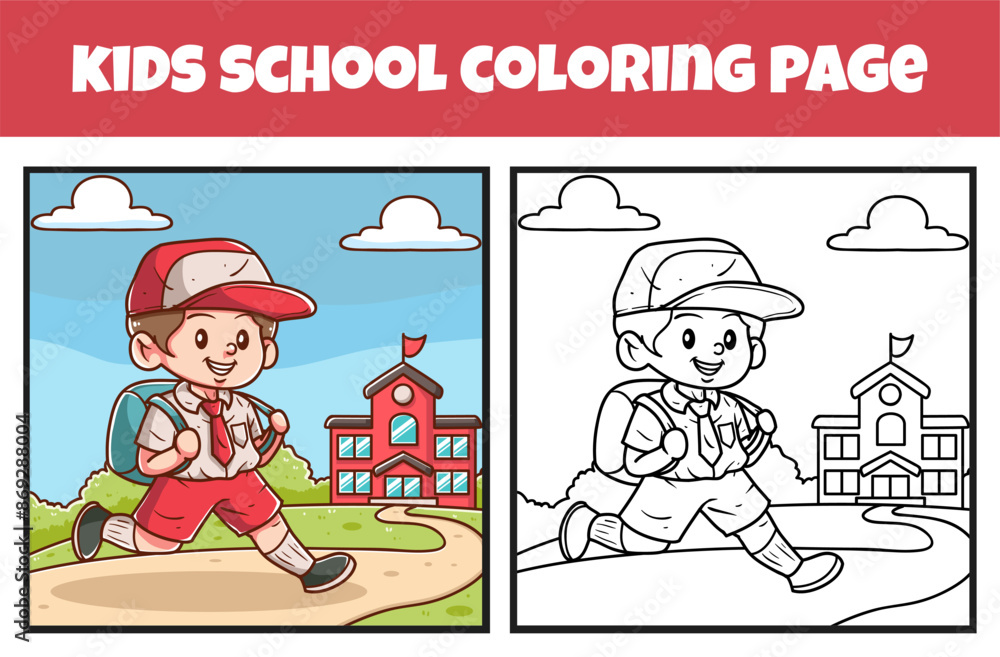 Kids school coloring page vector illustration Stock Vector | Adobe Stock