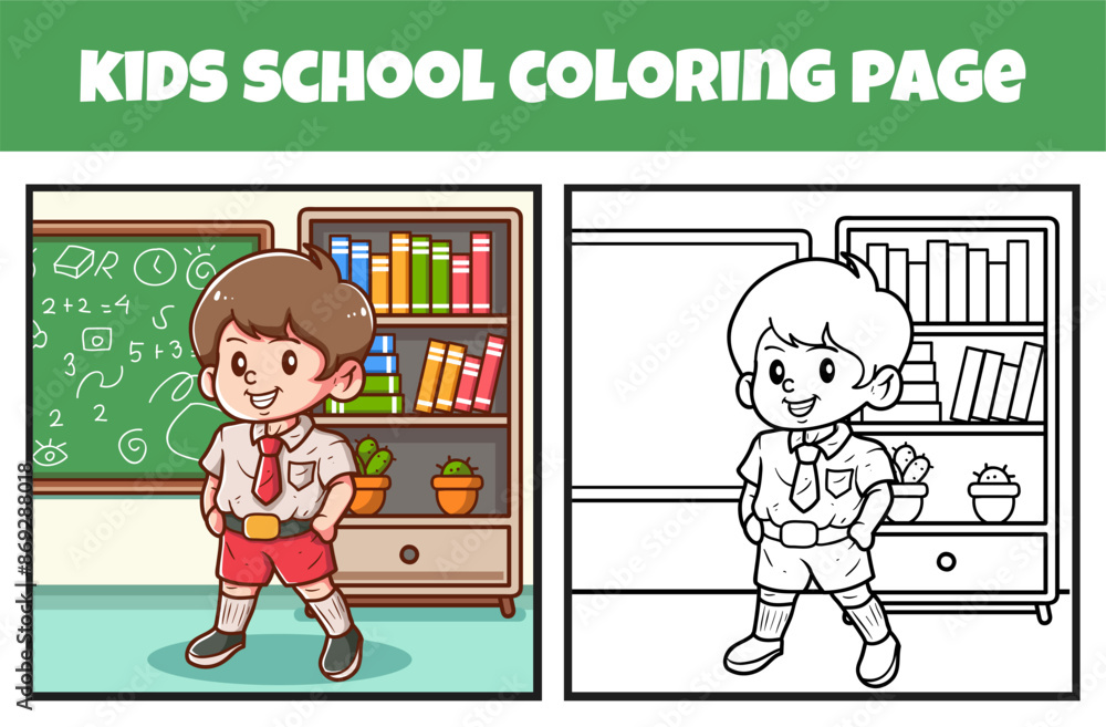 Kids school coloring page vector illustration Stock Vector | Adobe Stock