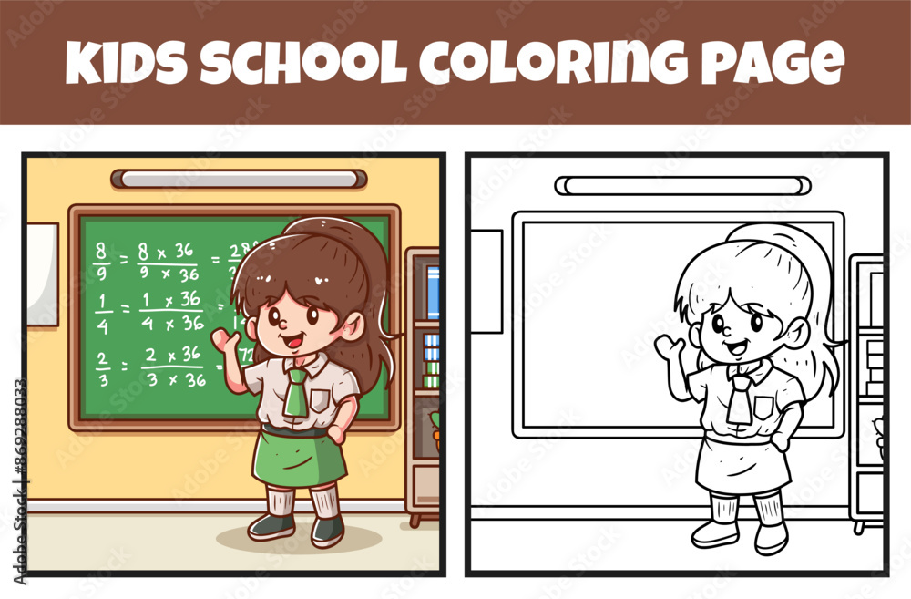 Kids school coloring page vector illustration Stock Vector | Adobe Stock