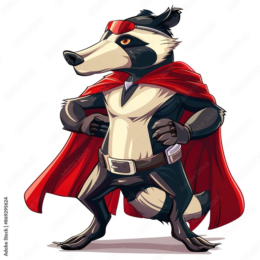 Badger superhero cartoon isolated whitebackground Stock Illustration ...