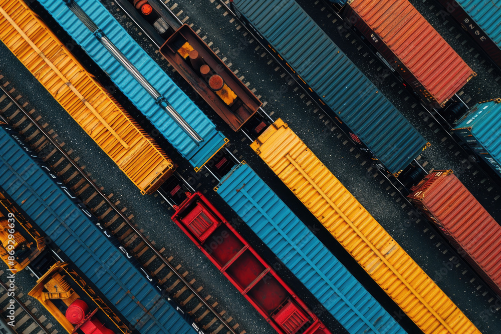 Aerial view of a freight train emphasizing the role of rail ...