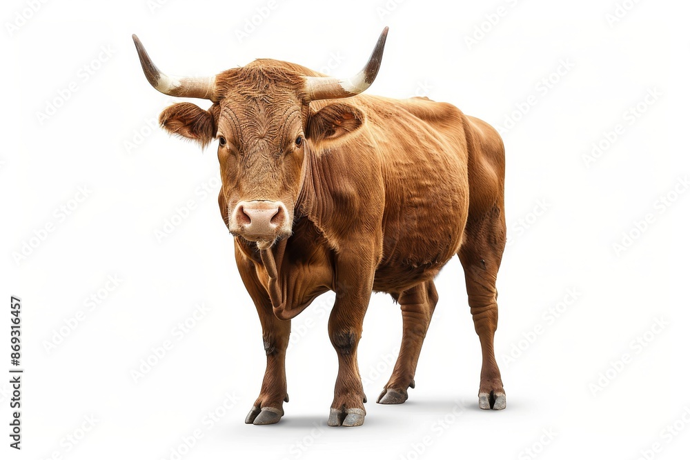 Anime Fighter concept, monster dark brown bull with long horns and ...