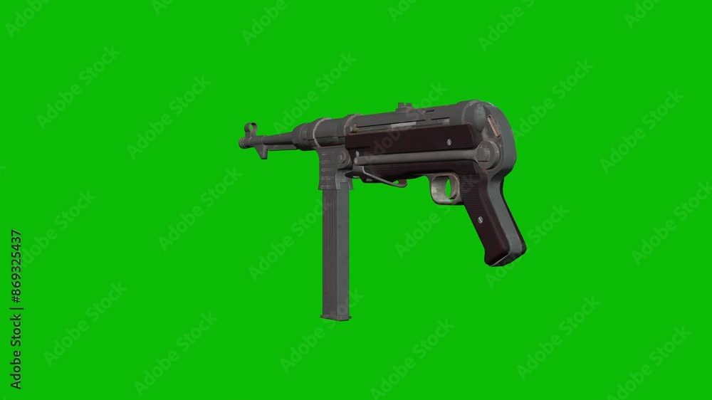 3D model of a World War 2 submachine gun MP40 rotating 360 degrees on ...