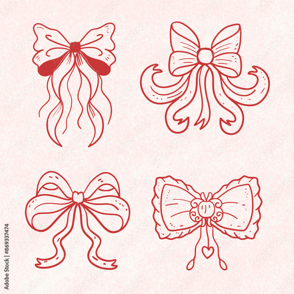 Bow coquette outline clipart, cute, y2k, coquette aesthetic, bows ...