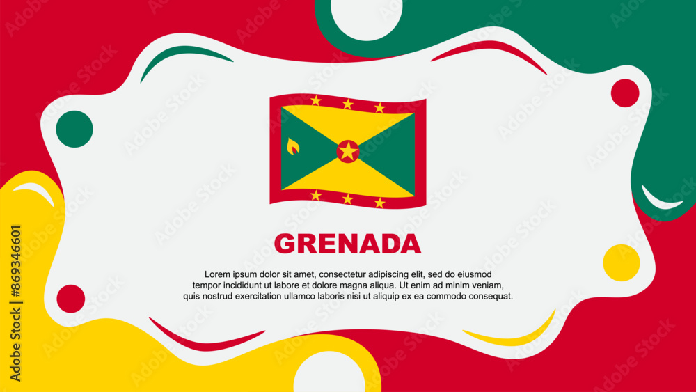 Grenada Flag Abstract Background Flat Design Template. Grenada ...