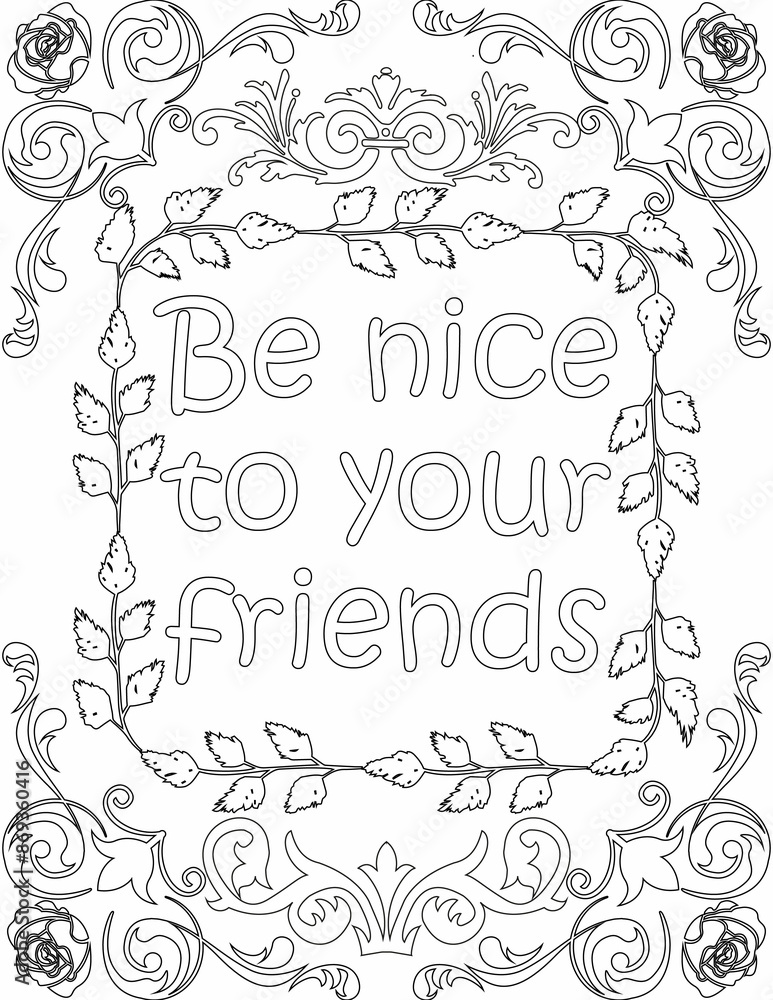 Printable floral coloring page for kids and adults with motivational ...