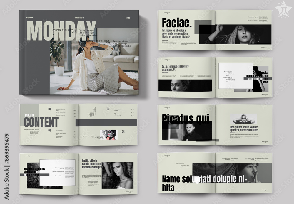 Magazine Landscape Layout Stock Template | Adobe Stock