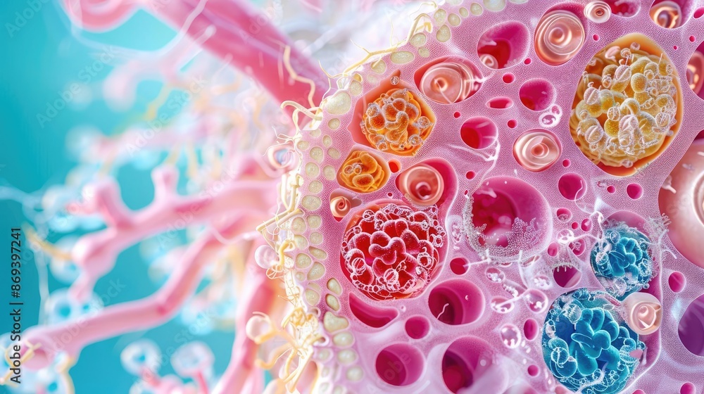 Cross-section of the spleen showing lymphocyte zones and immune ...