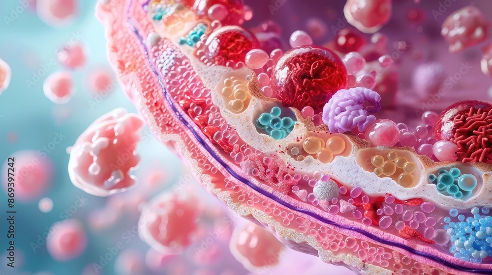 Cross-section of the spleen showing lymphocyte zones and immune ...