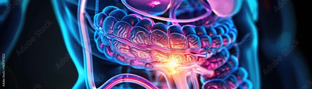 3D model of the bladder highlighting urinary storage functions, vivid ...