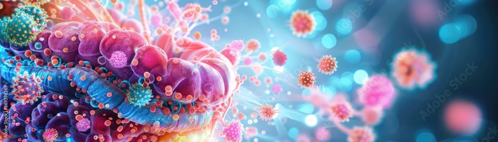 Artistic depiction of spleen anatomy highlighting immune functions ...