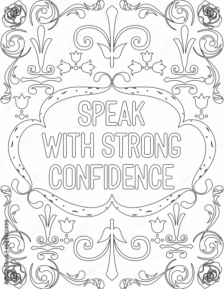 Printable floral coloring page for kids and adults with inspirational ...