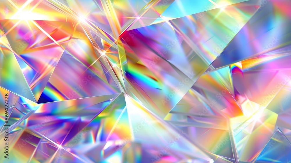 With rainbow prisms and flare effects. Crystal glass overlay texture ...