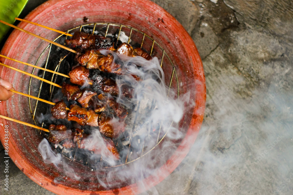 Sate Kambing or Goat Satay, made from goat meat grilled with savory ...