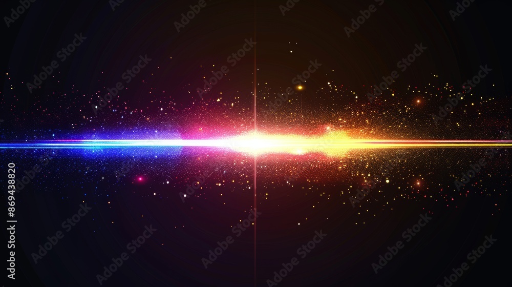 The vertical sparkle divider line has a glowing effect in blue, red ...