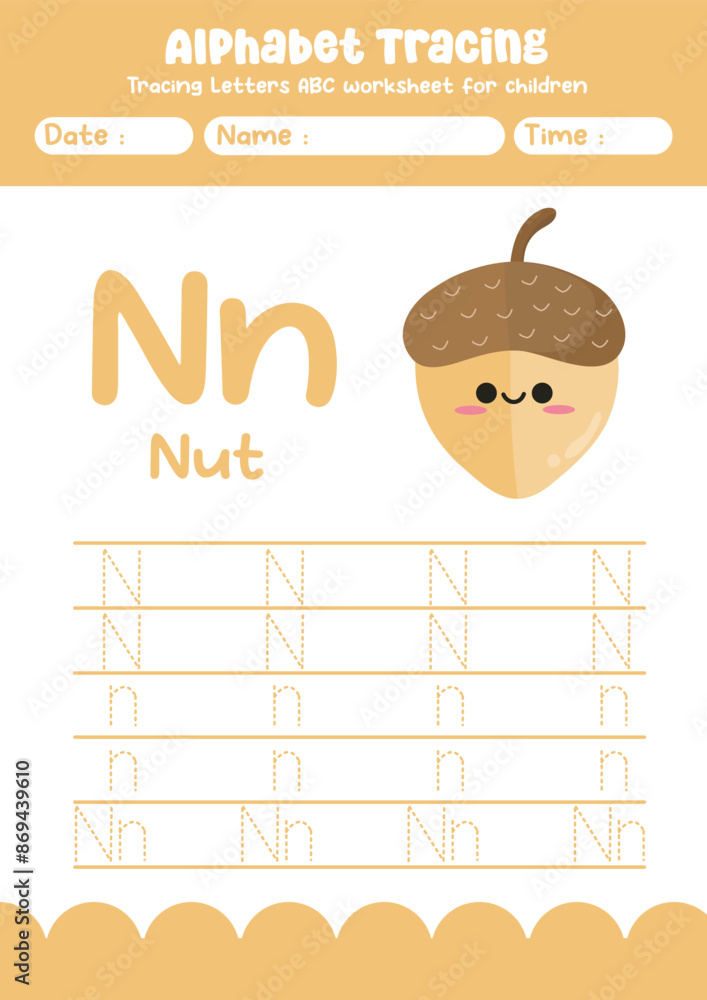 Alphabet tracing worksheet. A-Z writing pages. Letter N uppercase and ...