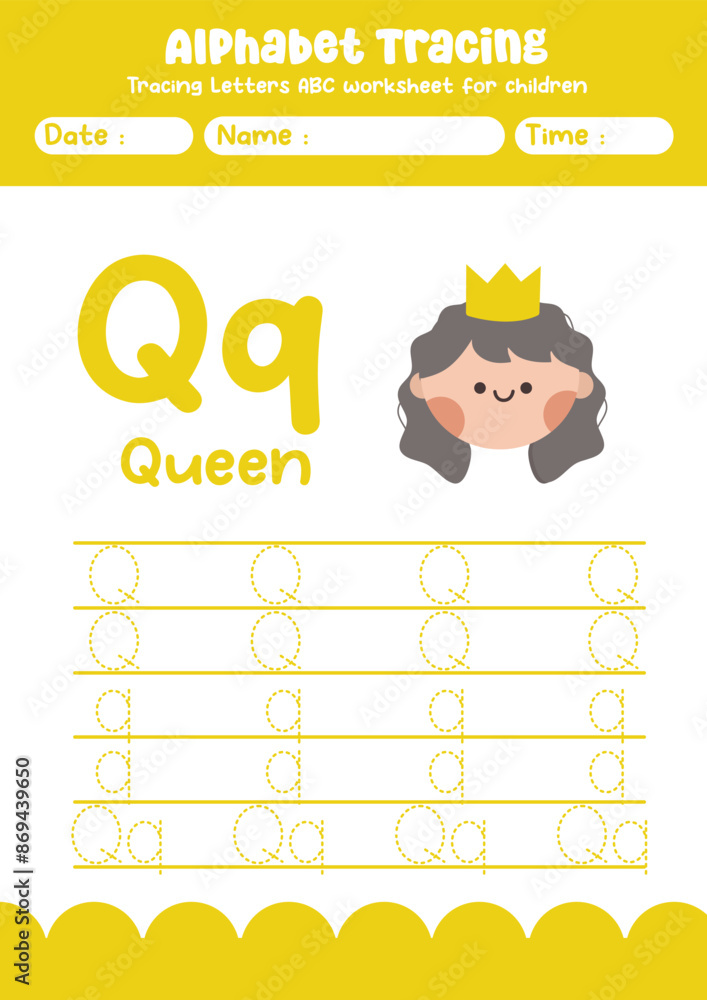 Alphabet tracing worksheet. A-Z writing pages. Letter Q uppercase and ...