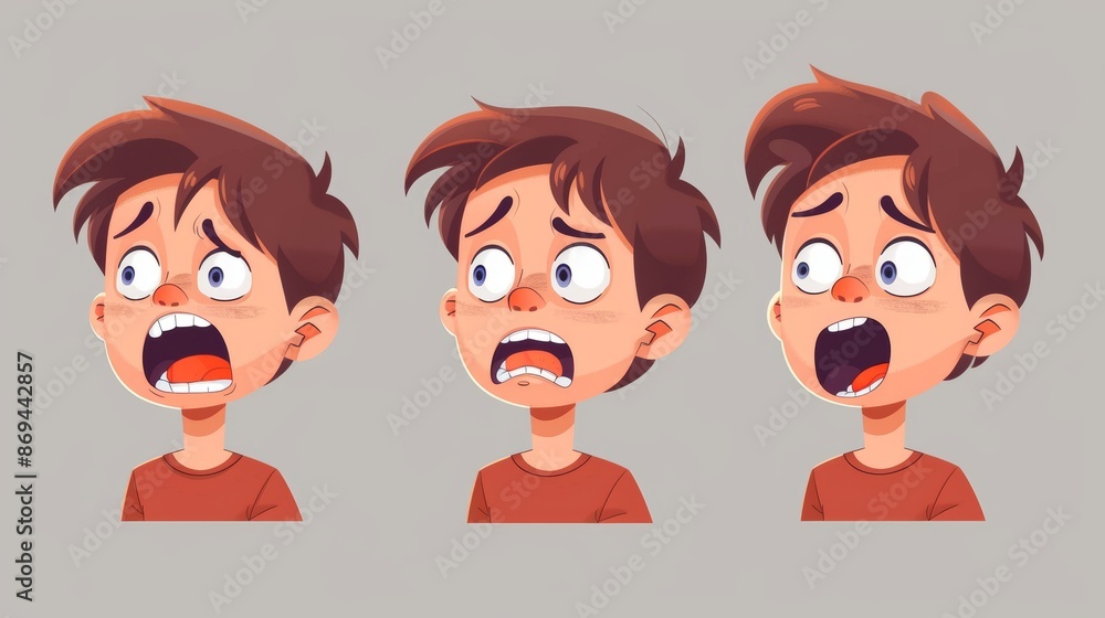 Mouth animation cartoon modern with boy kid character expressions. Sync ...