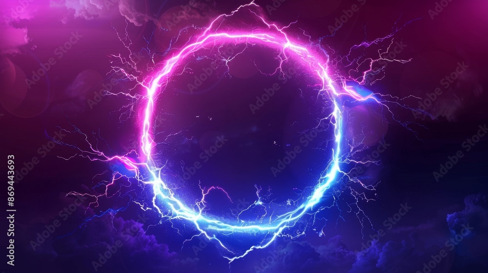 3D thunder discharge. Lightning power ball with spark modern effect ...