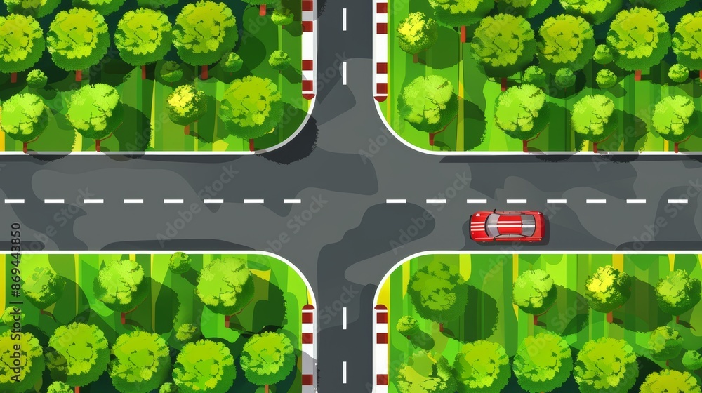 Modern cartoon illustration of a straight road for an auto rally ...