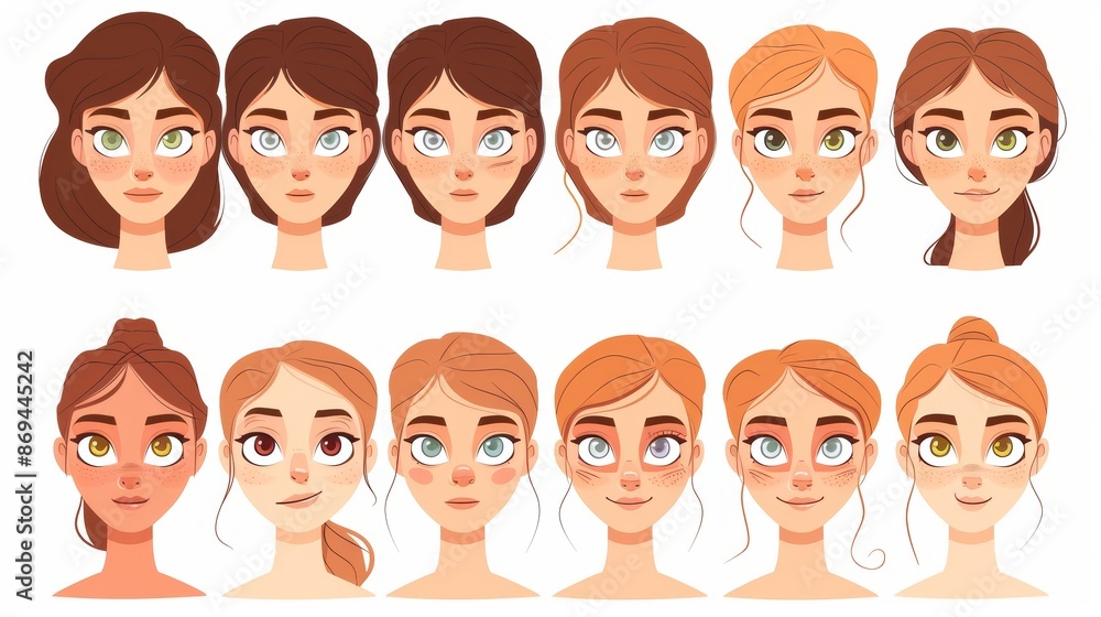 An animation face construction kit with many forms of eyes and brows ...