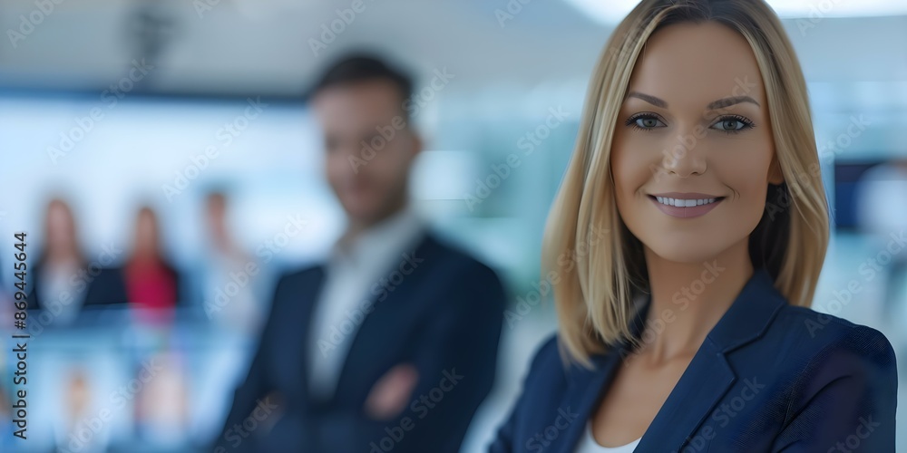 Positive news anchors starting live TV broadcast in studio closeup shot ...