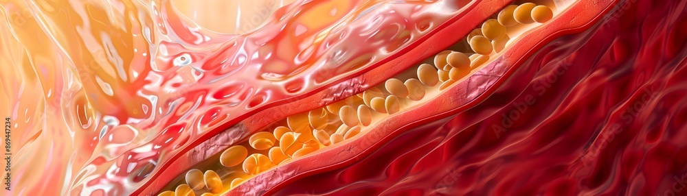 Exaggerated Cross Section of a Clogged Artery with Fat Buildup and ...