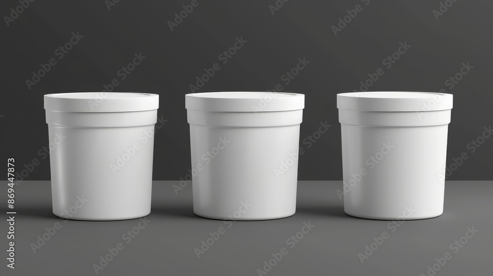 3D white paper yogurt round package box mockup. Realistic blank clear ...