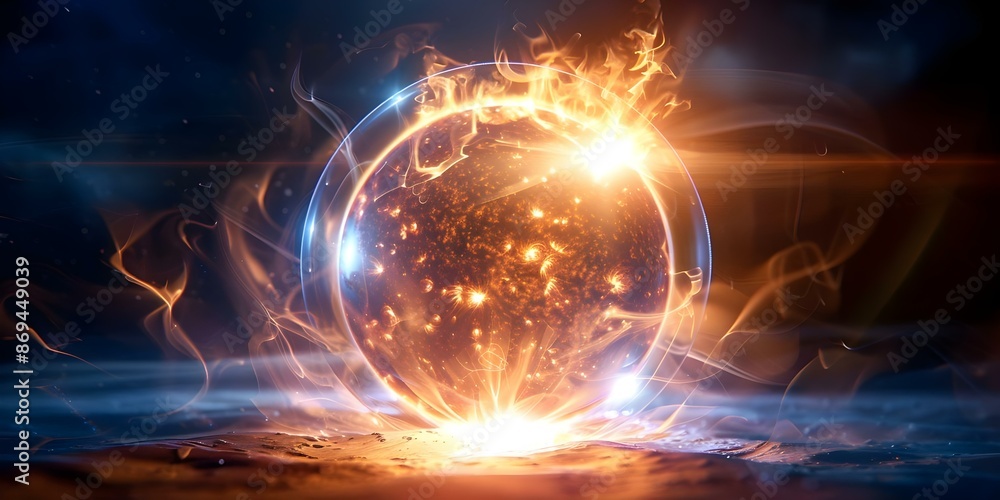 Solar prominence erupting from sun's surface inside glass globe ...