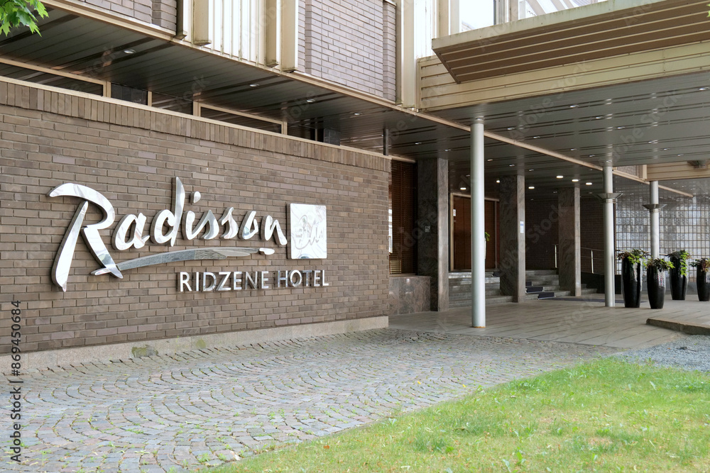 Radisson Ridzene Hotel entrance courtyard in the centre of the Latvian ...