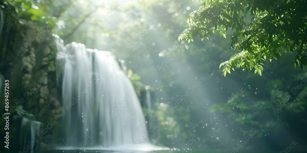 Continuous animation of a mystical waterfall in an enchanted forest ...