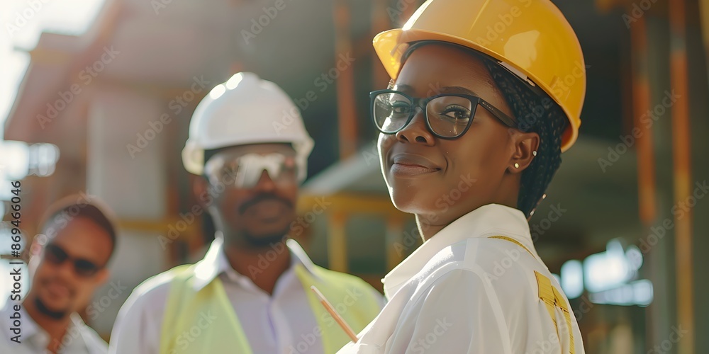 Foto de gender equality, female engineer, construction site, male colleagues, teamwork ...