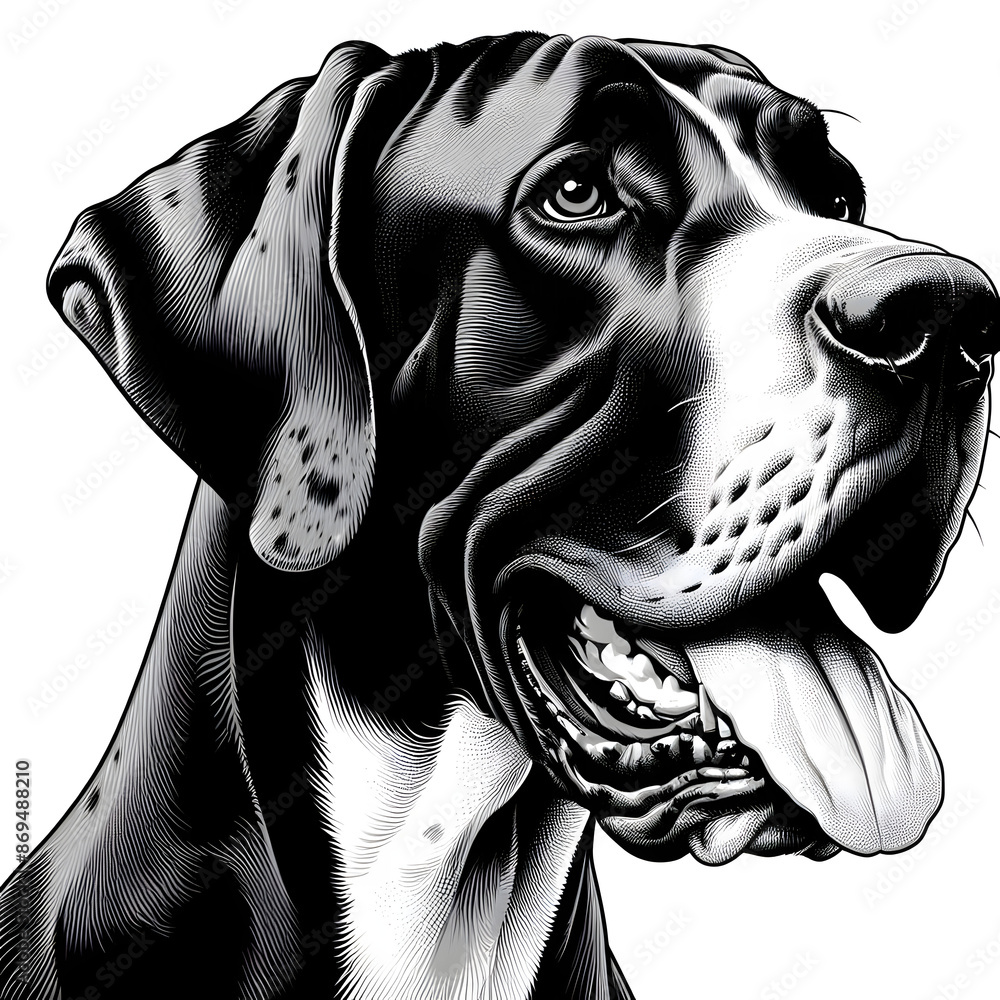 illustrate great dane white background showcasing majestic stature ...