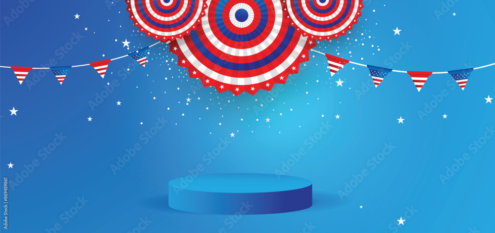 4th July Social media background design with the paper fan and product ...
