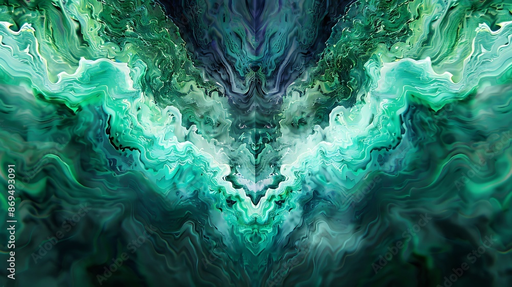 Radiant ultraviolet energy converging with tranquil jade colors ...
