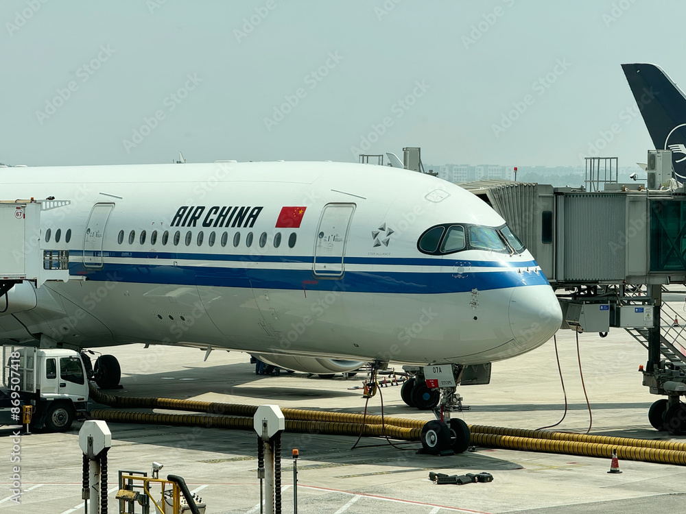 Beijing,China-June 8th 2024:Air China airline plane at Beijing Capital ...