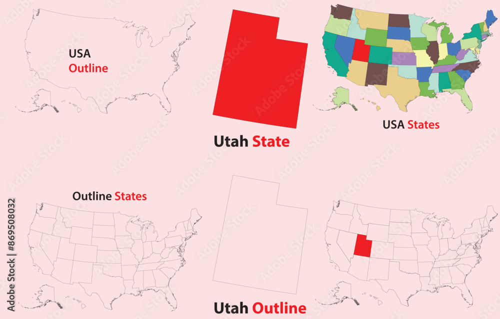 Utah map vector of usa, Utah line map, Utah with city map, Utah outline ...