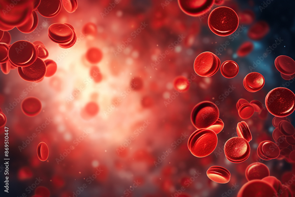 Erythrocytes red blood cells floating against dark backdrop. Medical ...