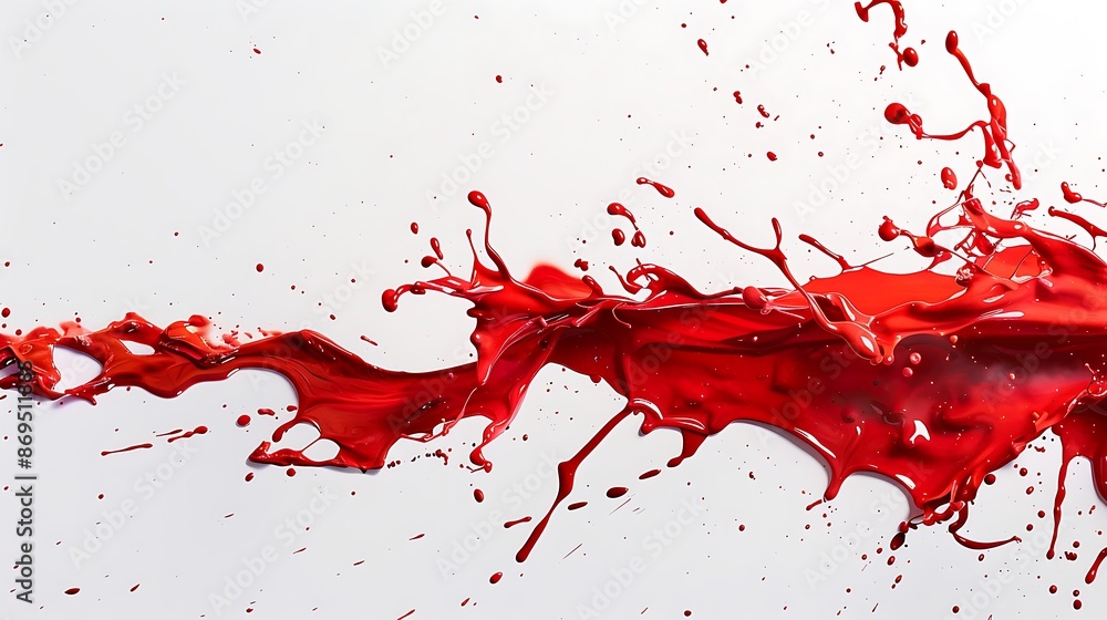 Ruby red paint splashes frozen in mid-air, capturing the moment of ...