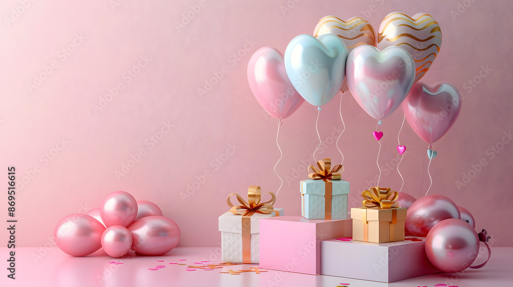 balloons confetti scattered pink background transparent barbarian ...