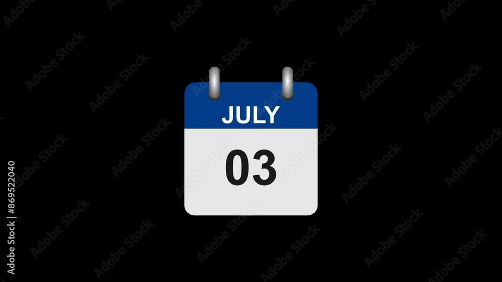 animated calendar for july flipping from 1 to 31 with green check mark ...